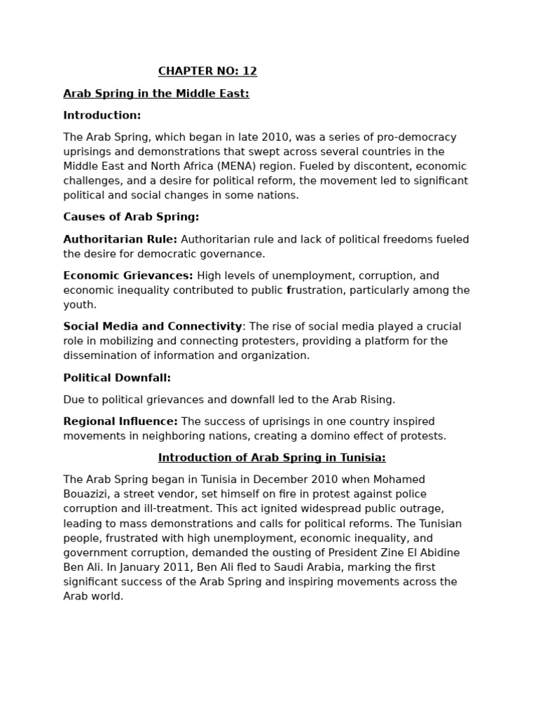 Arab Spring: Causes and Key Events | PDF | Arab Spring | Muammar Gaddafi