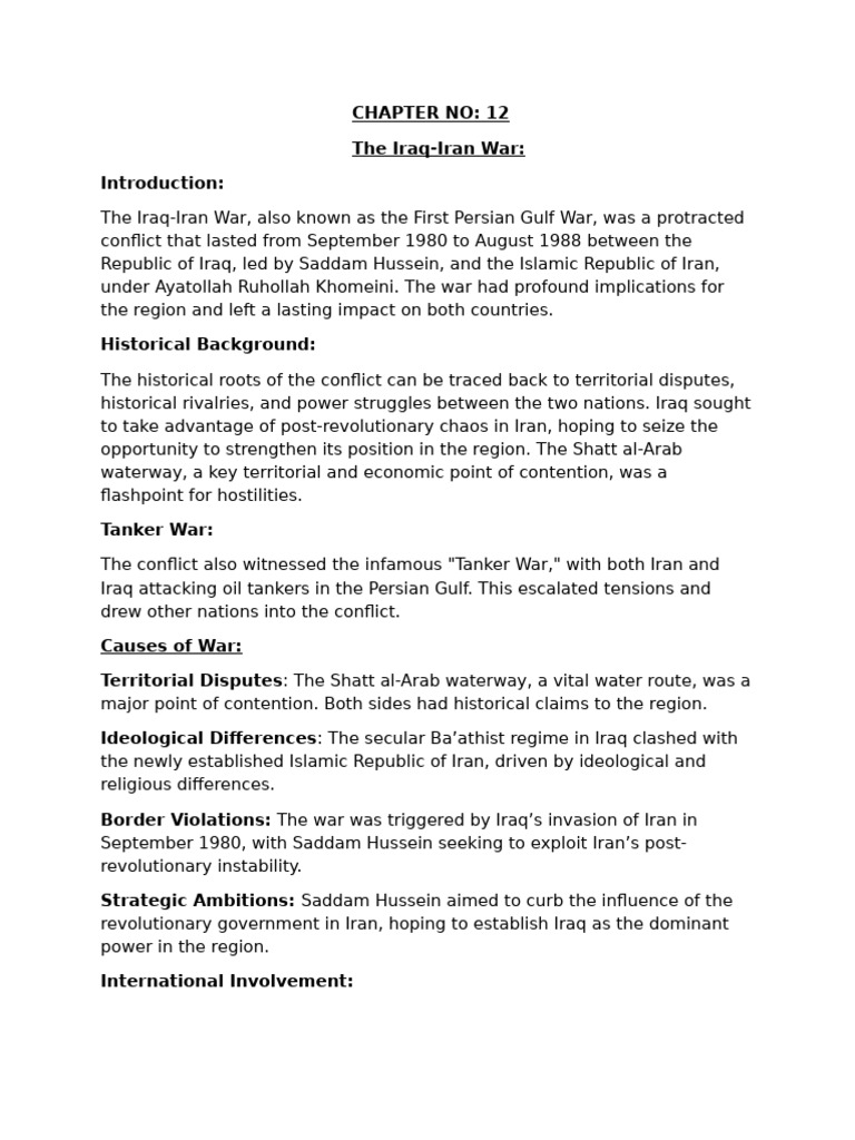 Chapter 12 The Iraq Iran War | PDF | Saddam Hussein | Iraq