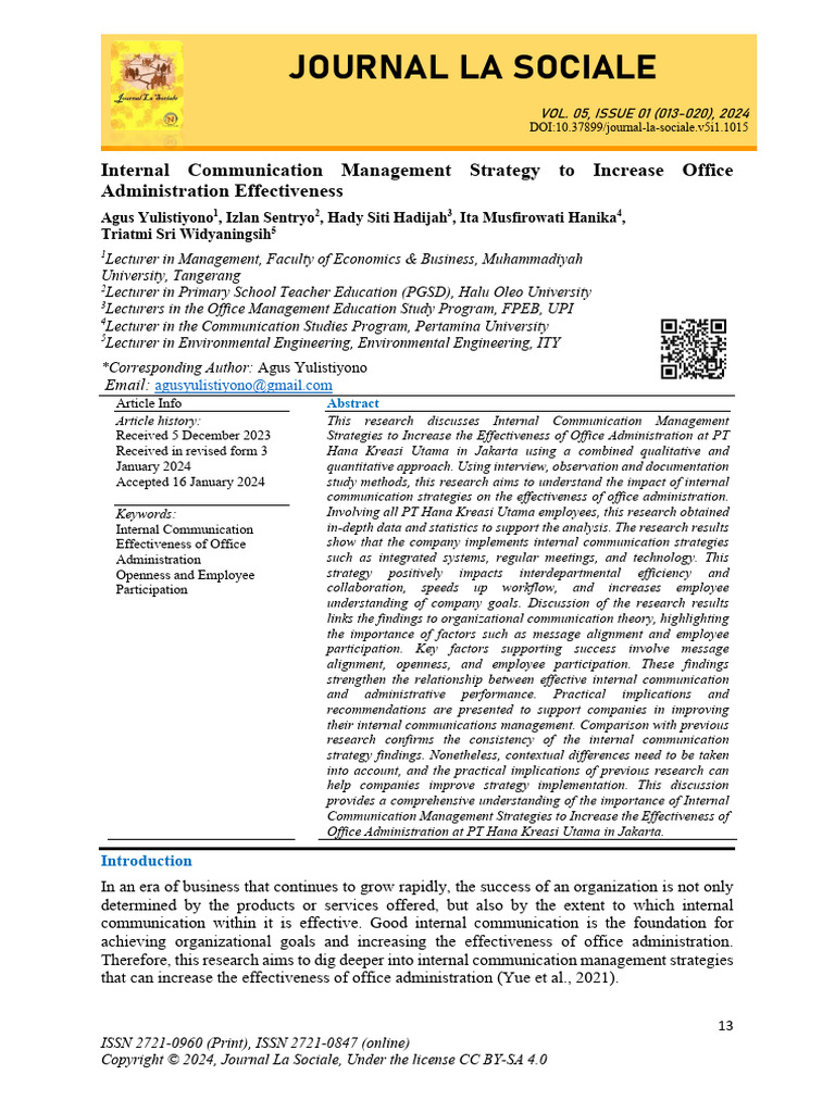 Internal Communication Strategies for Admin Effectiveness | PDF ...