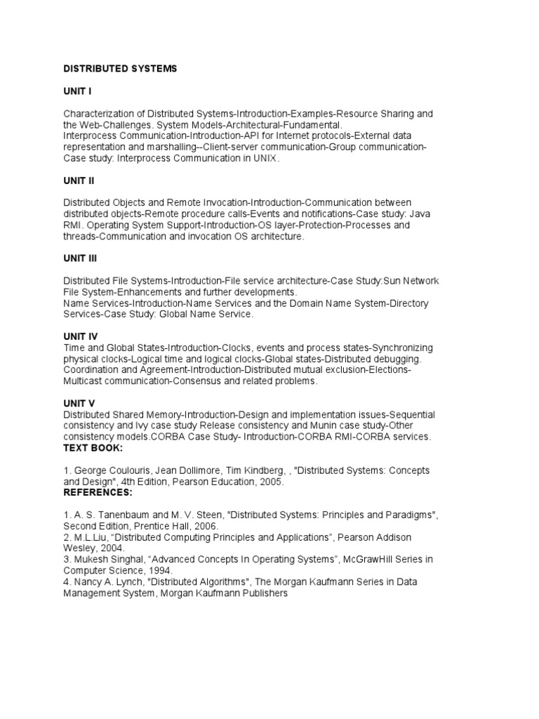 Distributed Systems Syllabus | PDF | Distributed Computing | System