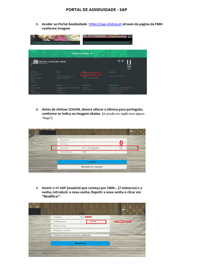 SAP - Portal Assiduidade - Acesso 1 Vez (Tutorial) | PDF