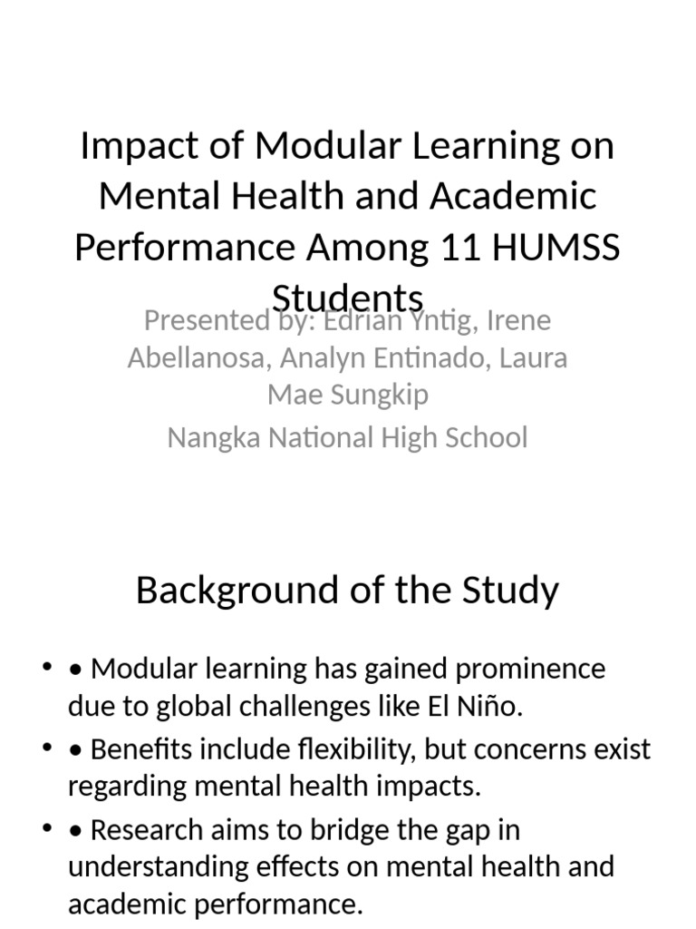 Modular Learning's Effects on HUMSS Students | PDF | Learning | Mental ...