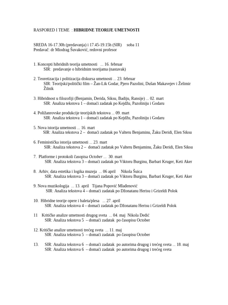 Hibridne Teorije Umetnosti 2011 | PDF