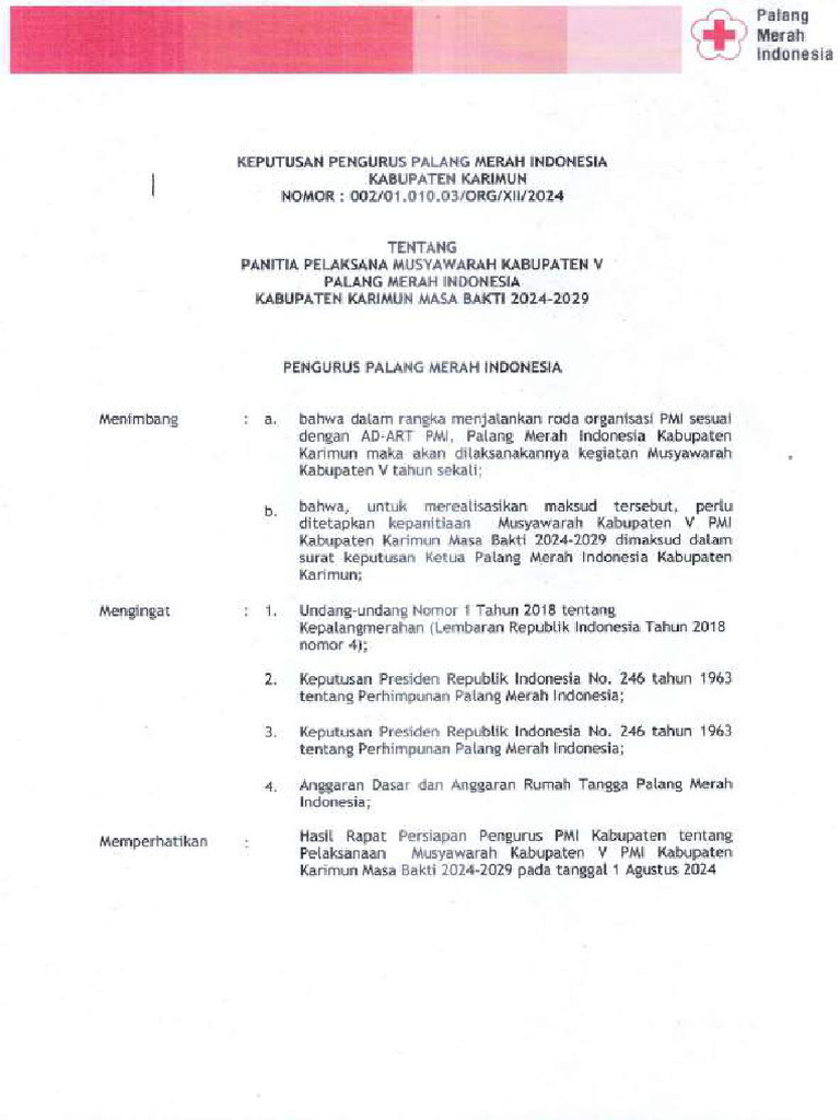 SK PANITIA MUSKAB 2024 Oke | PDF