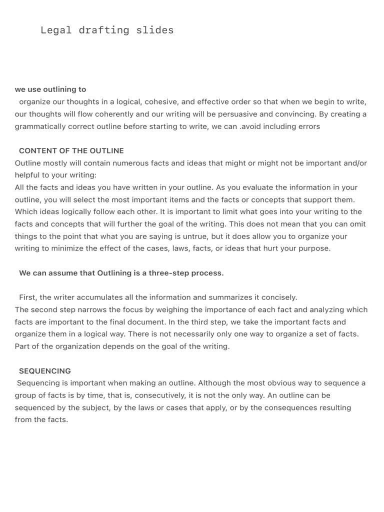 Legal Drafting and Outlining Techniques | PDF | Memorandum | Consideration