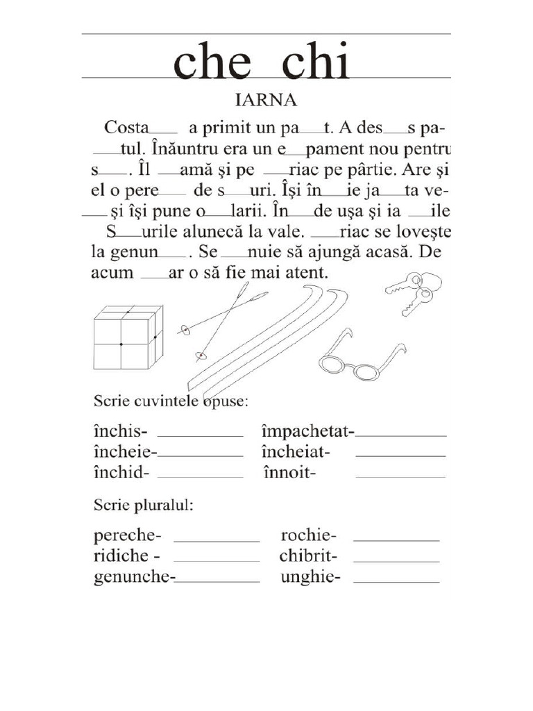 Fișă de Lucru GRUPURILE DE LITERE Ce Ci Che Chi Ge Gi Ghe Ghi | PDF