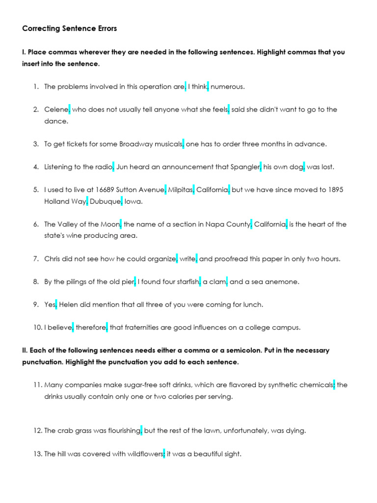 Correcting Sentence Errors | PDF