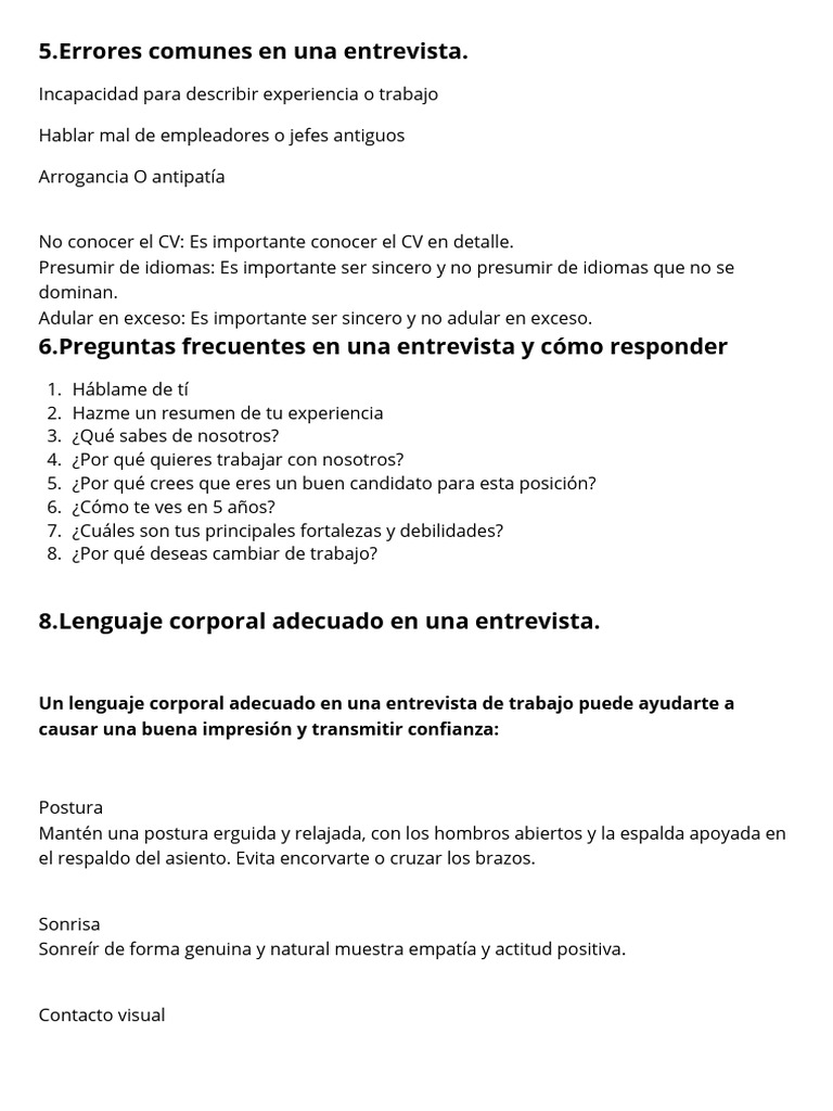 5.errores Comunes en Una Entrevista PDF | PDF