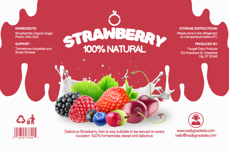 Red and Pink Playful Strawberry Product Label | PDF