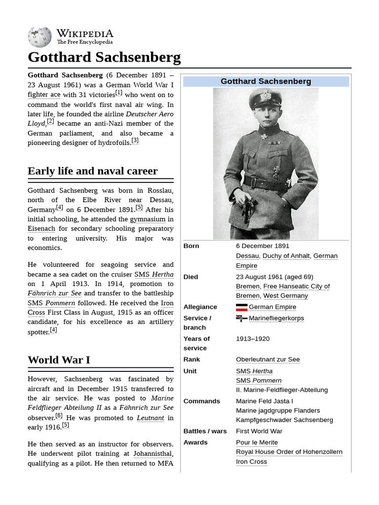 Gotthard_Sachsenberg | PDF | Military | Military Aviation