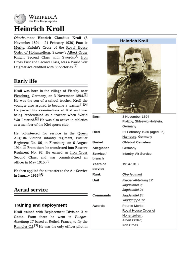 Heinrich Kroll | PDF | Aircraft | Military Aviation