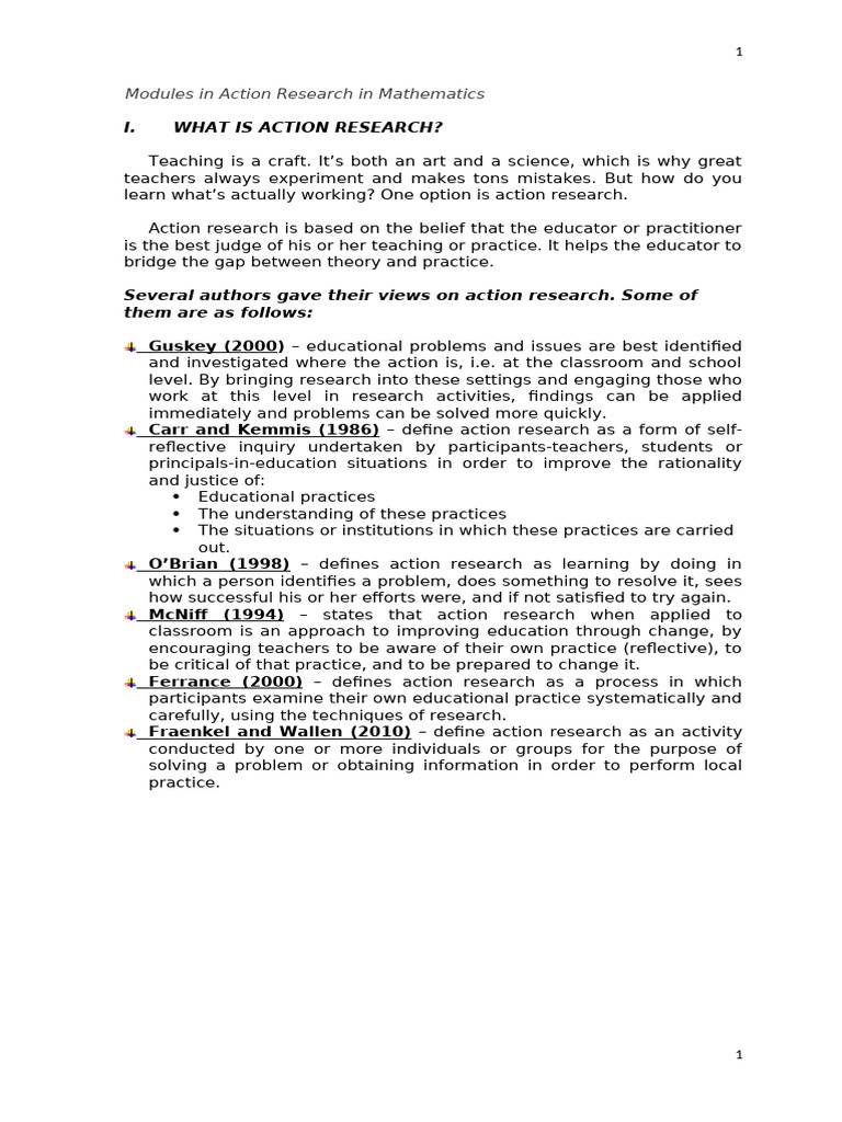 Action Research Module | PDF | Action Research | Methodology