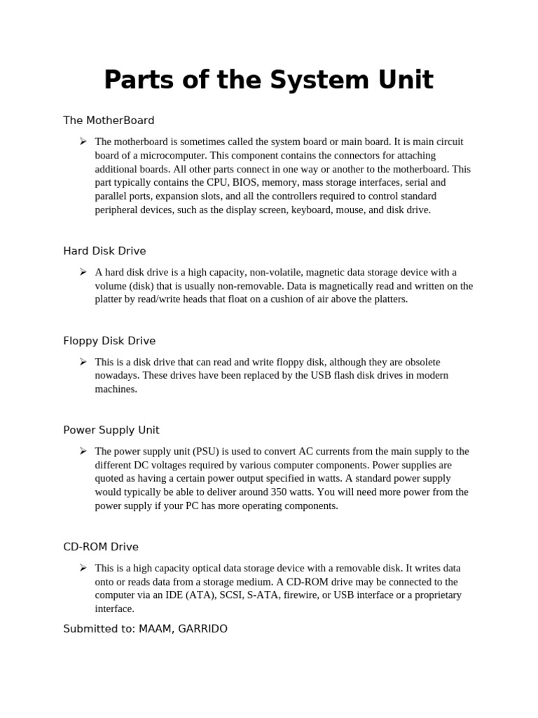 Parts of the System Unit | PDF