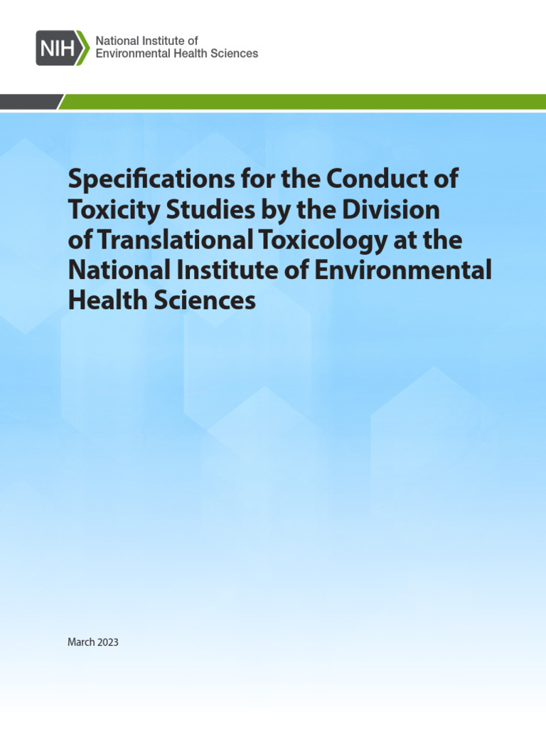Specifications for the Conduct of Toxicity Studies by the Division of ...