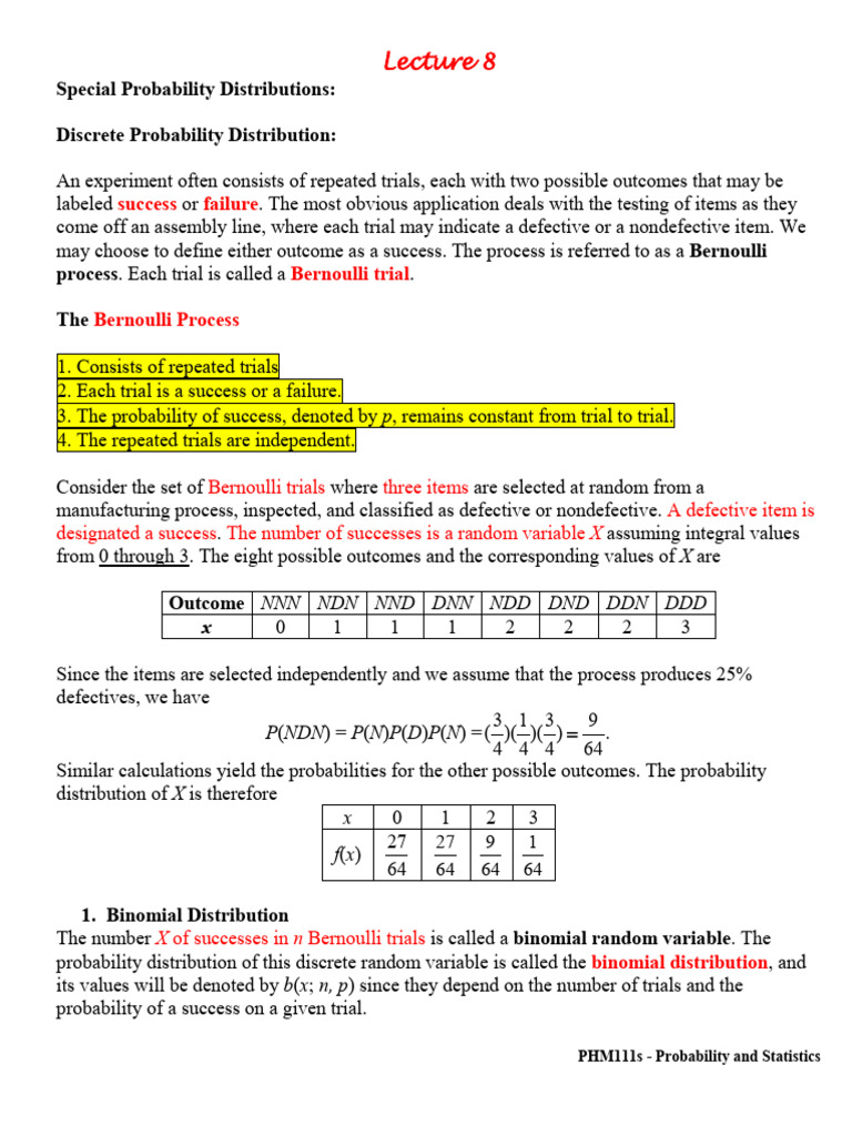 Lecture8 Slides | PDF | Probability Distribution | Mathematical And Quantitative Methods (Economics)