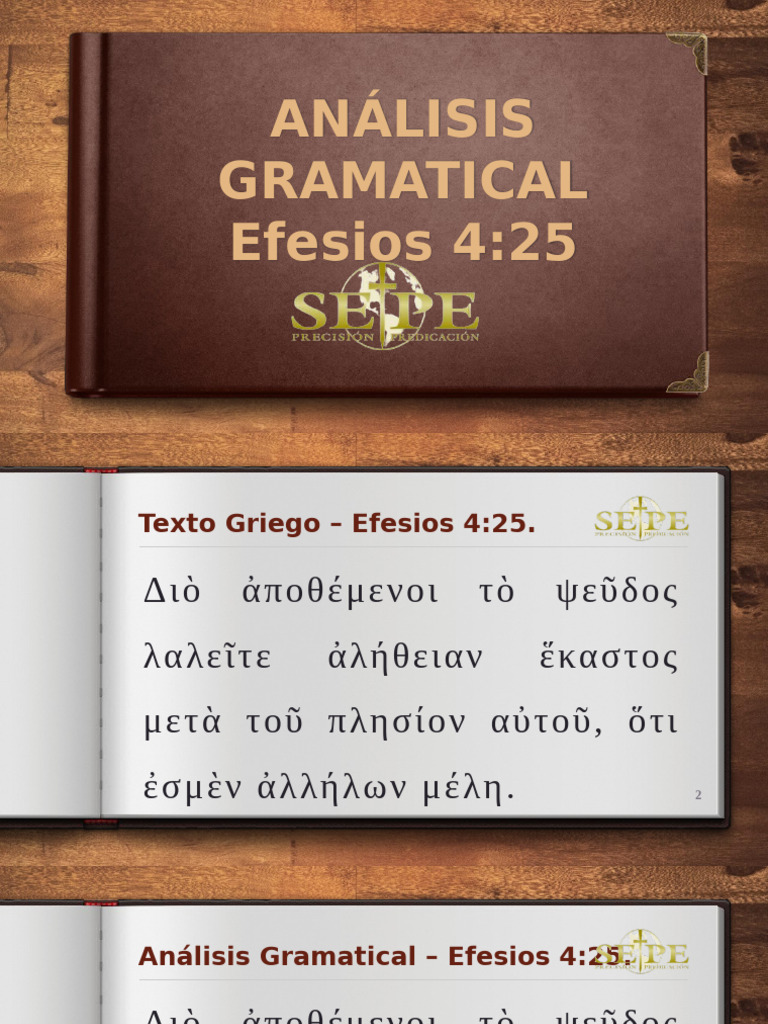 Presentación Análisis Gramatical - Efesios 4.25 | PDF