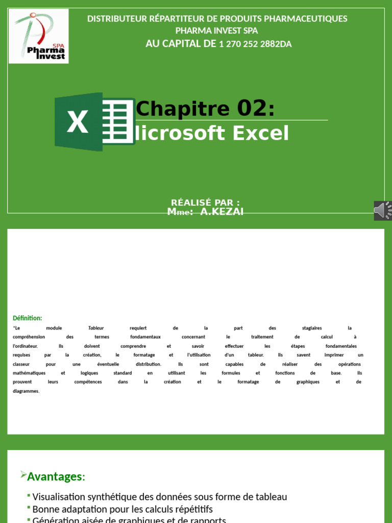 Support de Cours Ms Excel | PDF | Microsoft Excel | Feuille de calcul