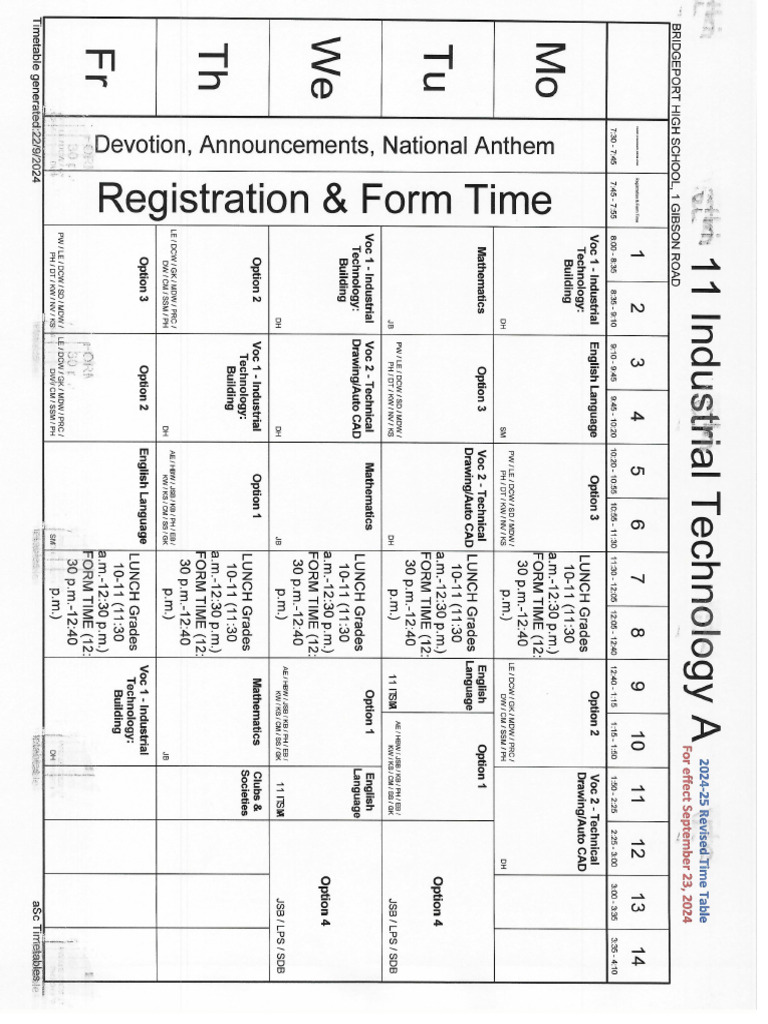 11 ITA Revised Time Table. Sept 23, 2024 | PDF