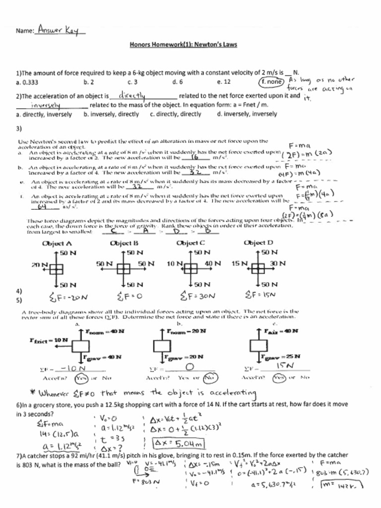 Newton's Laws HW (1) Answers | PDF