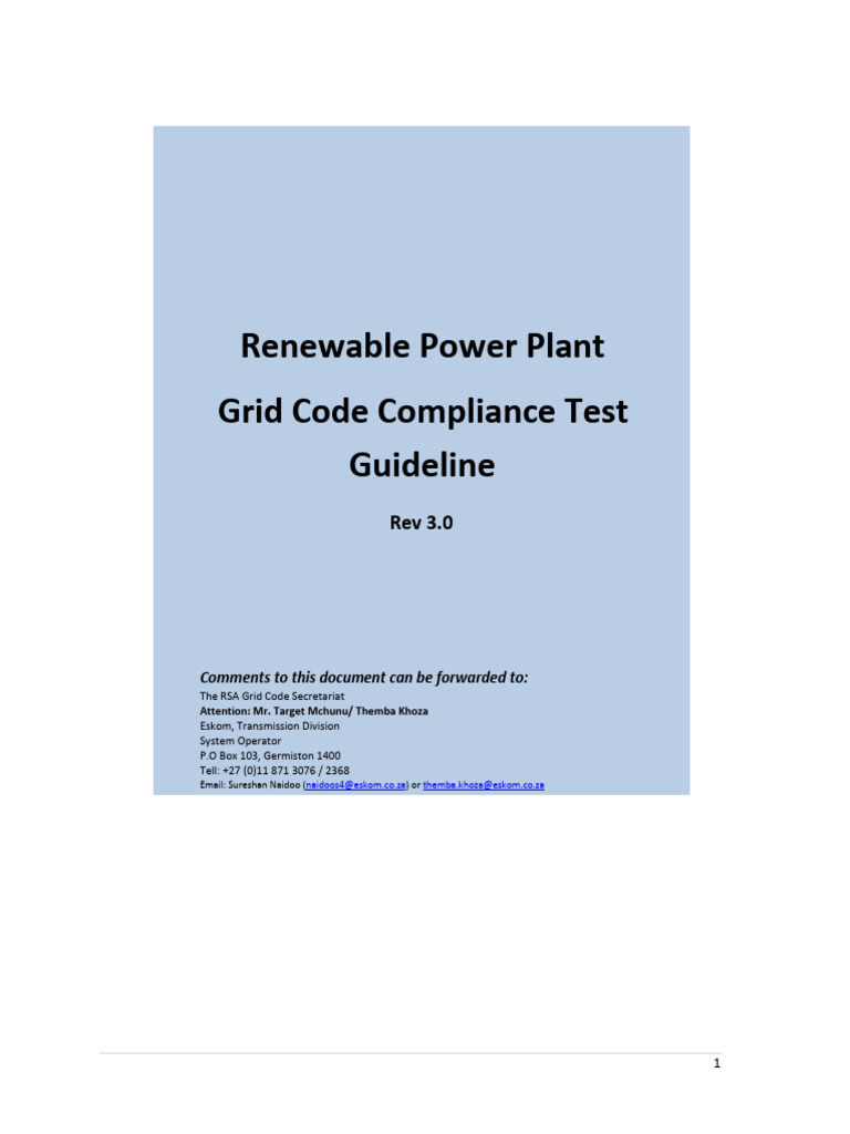 RPP Grid Code Compliance Standard Test Guideline Rev3.0 | PDF ...