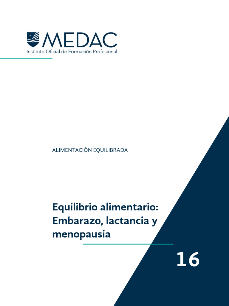 TEMA 16. EQUILIBRIO ALIMENTARIO. EMBARAZO, LACTANCIA Y MENOPAUSIA | PDF | El embarazo | Dieta