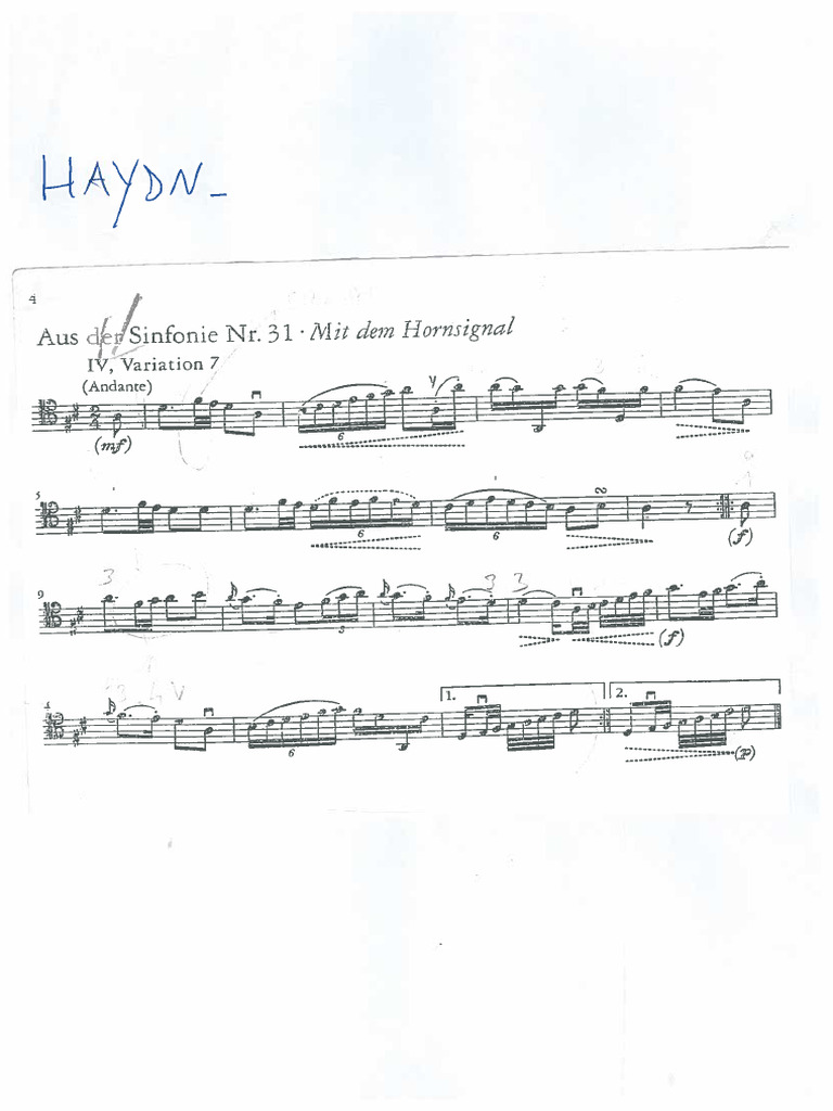 Haydn - Sinf. n. 31 Hornsignal, Solo | PDF