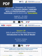 Summary-of-Introduction-to-HOTS-SOLO-PLP, Summarized by Elinita C. Manalo | PDF | Learning ...
