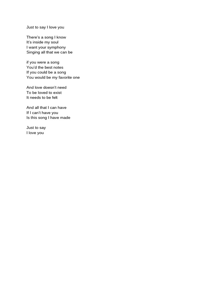 Just to Say I Love You: A Poem | PDF