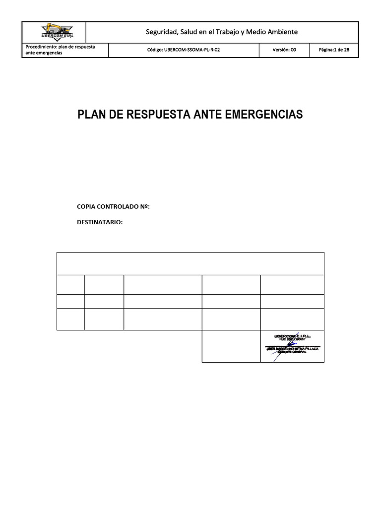 2 SSO PL 002 Plan de Emergencia | PDF | Primeros auxilios | Bombero