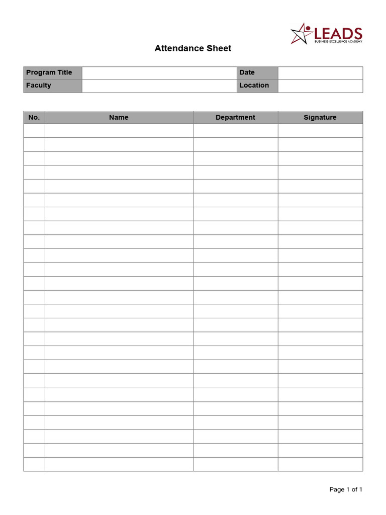 Program Attendance Sheet | PDF