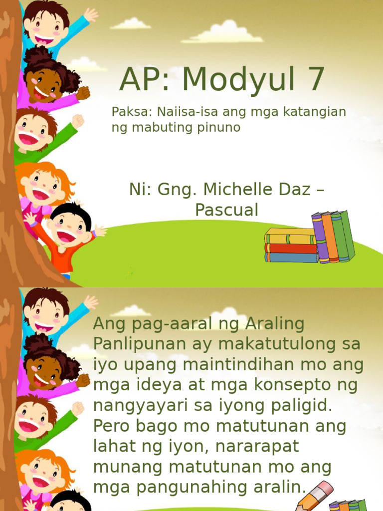 3rdGrading_AP_module7_Naiisa-isa ang mga katangian ng mabuting pinuno | PDF