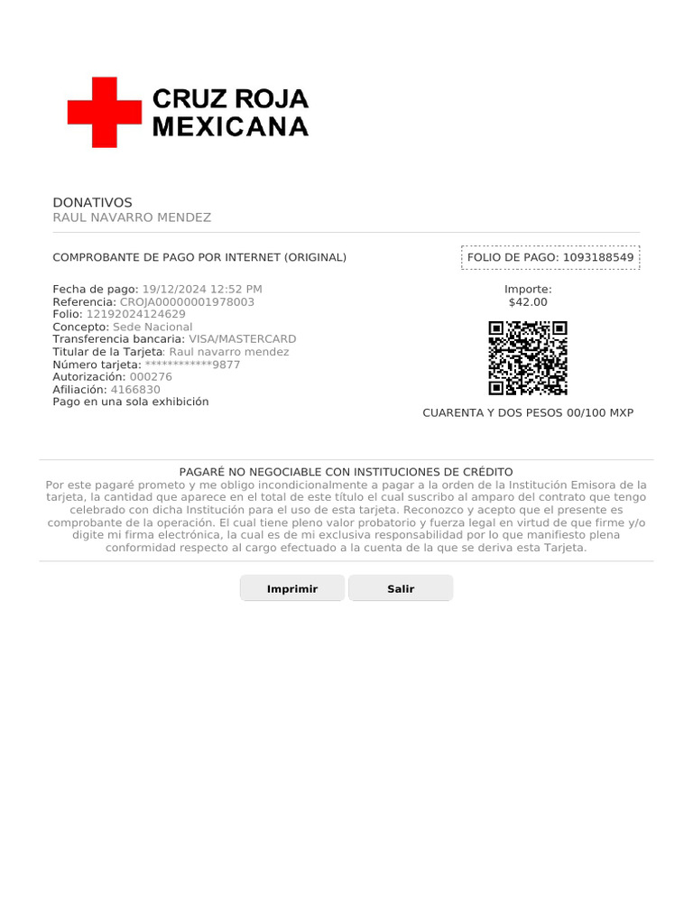 Pago Cruz Roja | PDF