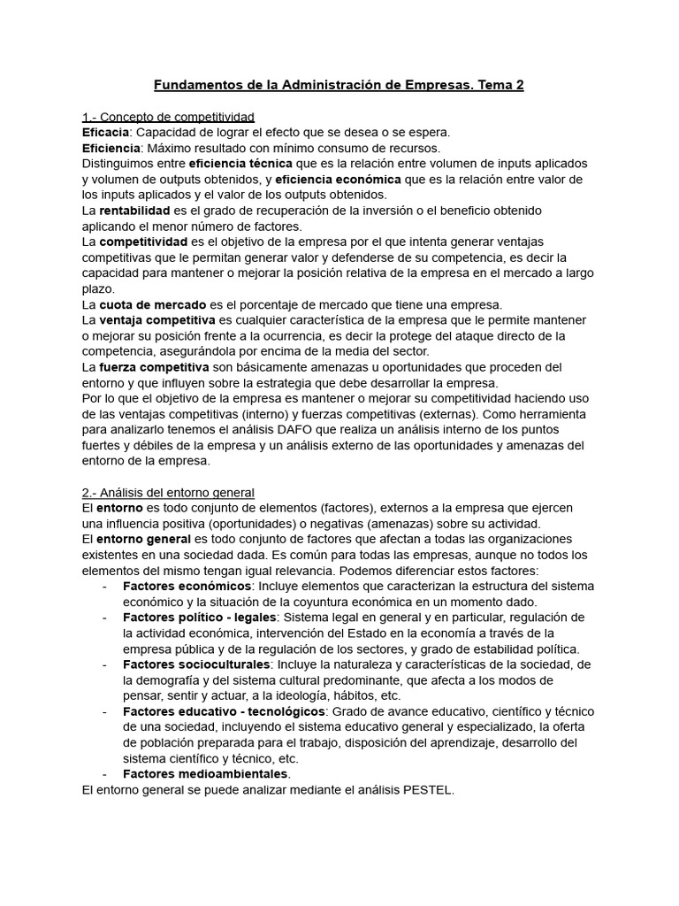 F. Admn Emp Tema 2 | PDF | Business | Mercado (economía)