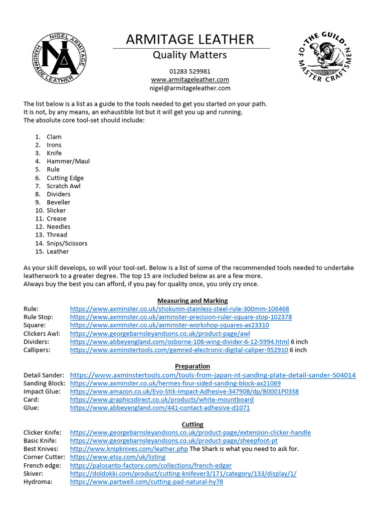 Beginners Tool List | PDF | Cutting | Cutting Tools