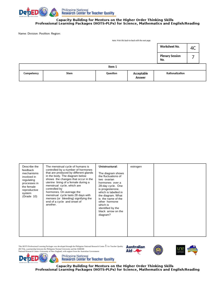 Worksheet 4C Science | PDF | Menstrual Cycle | Greenhouse Gas