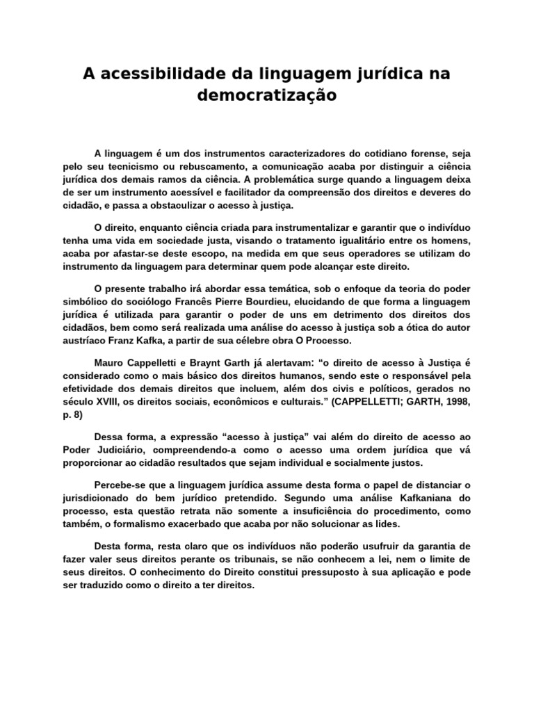 Guilherme Nunes 2B - A Acessibilidade Da Linguagem Jurídica Na ...