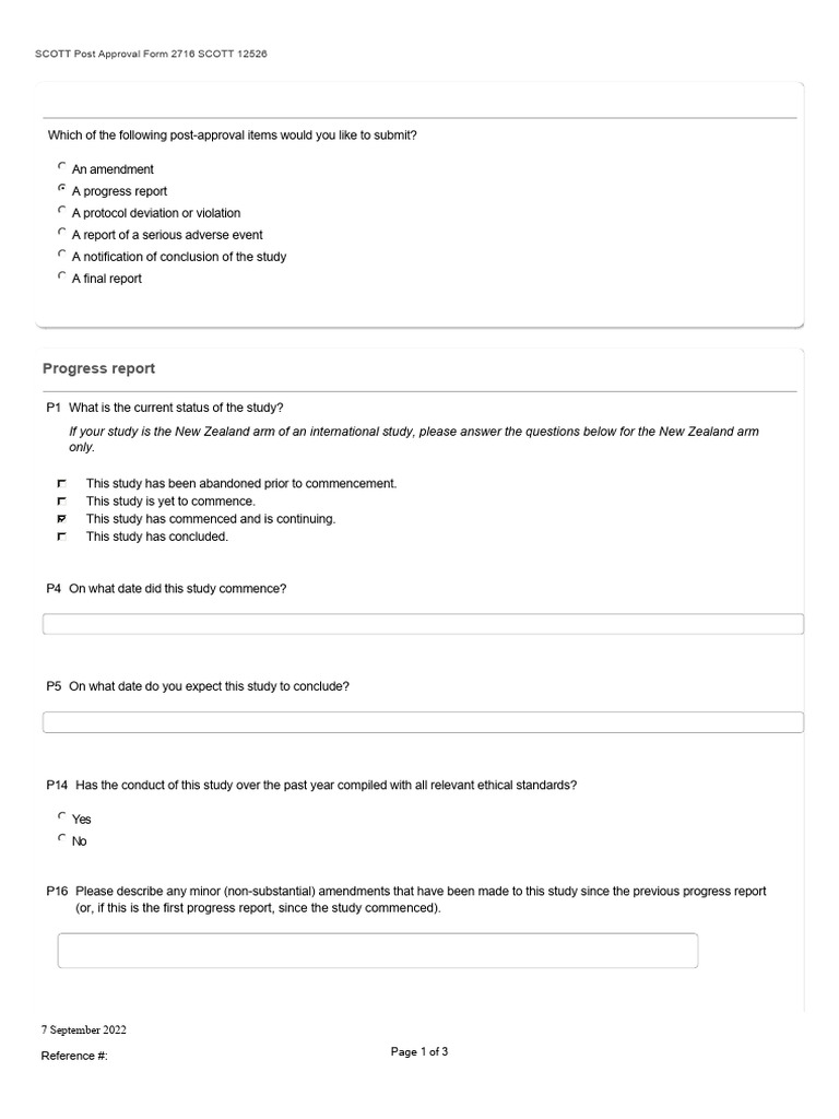 SCOTT Study Post-Approval Form 2716 | PDF