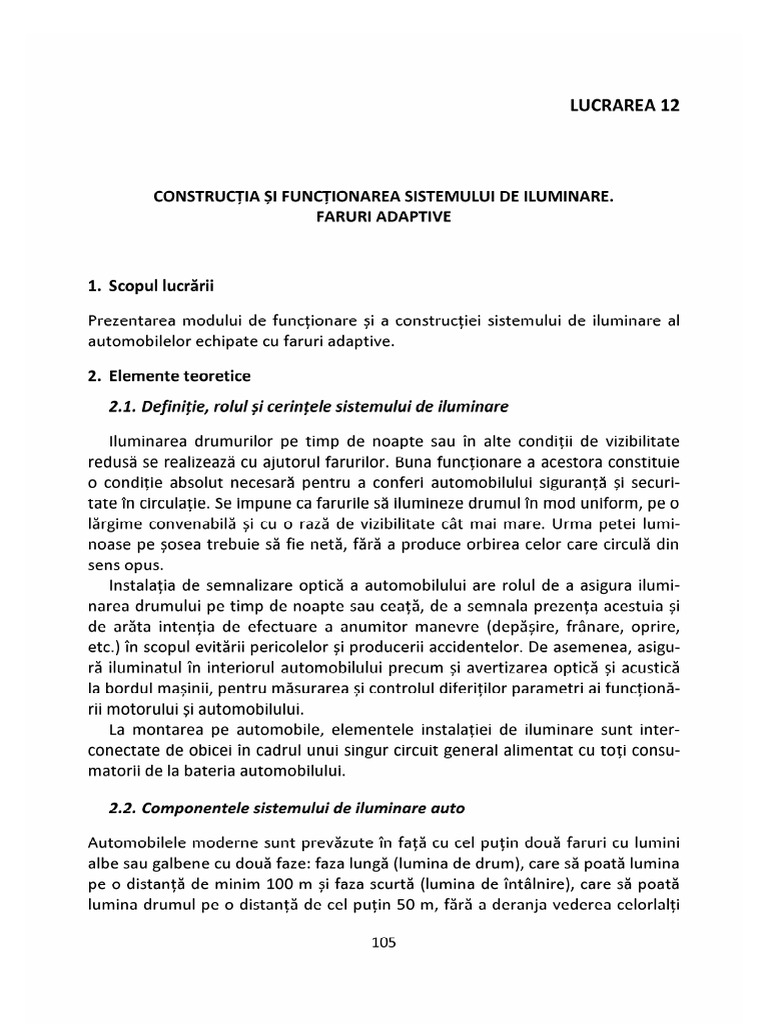 Sistem Iluminare Faruri Adaptive | PDF