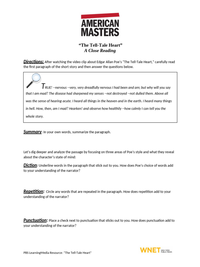 Tell Tale Heart Handout | PDF