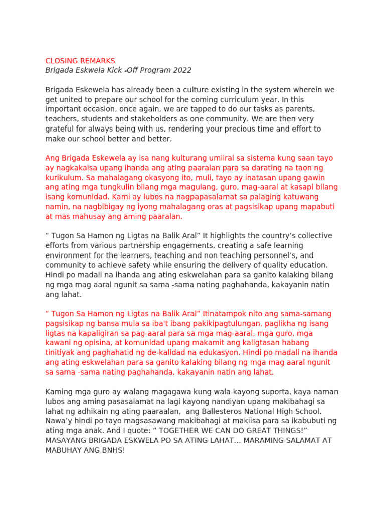 Closing Remarks | PDF