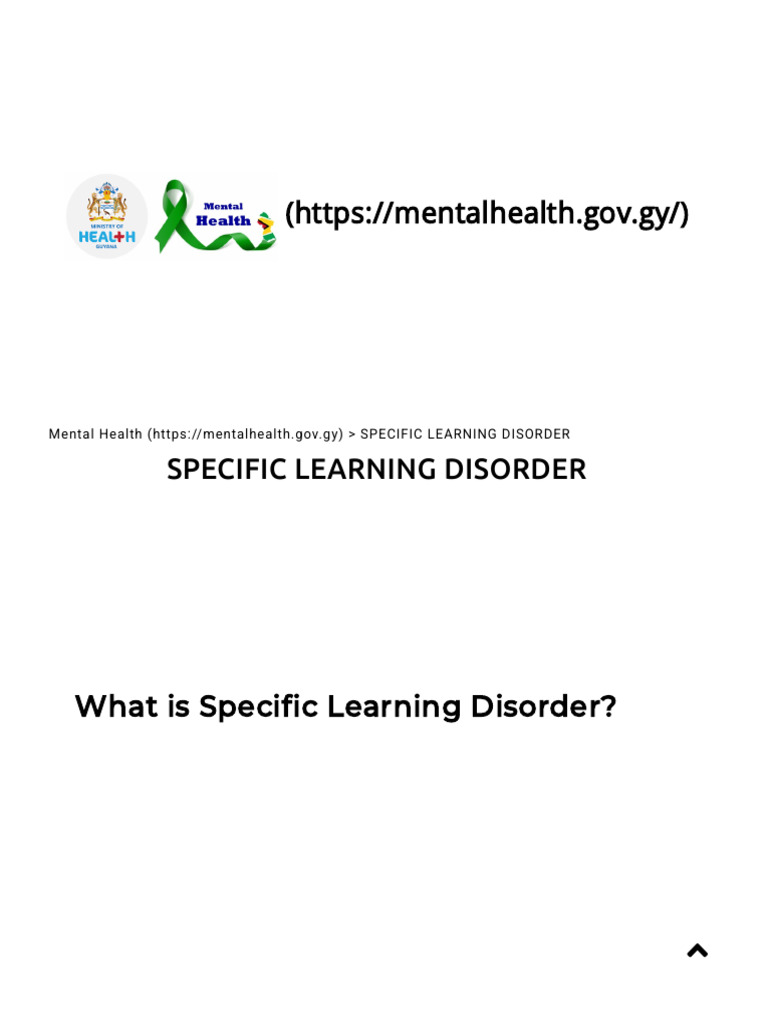 SPECIFIC LEARNING DISORDER - Mental Health | PDF | Mental Disorder | Learning Disability