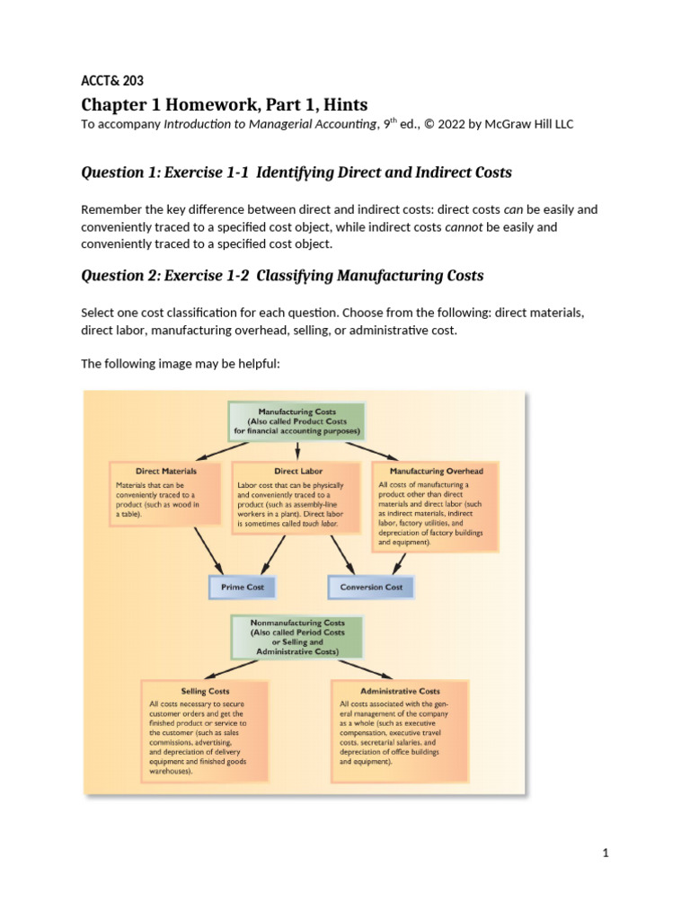 Chap 1 Homework-Part 1 Hints 9e | PDF | Clothing