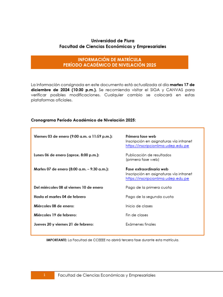 Documento de Matrícula PAN 2025 | PDF