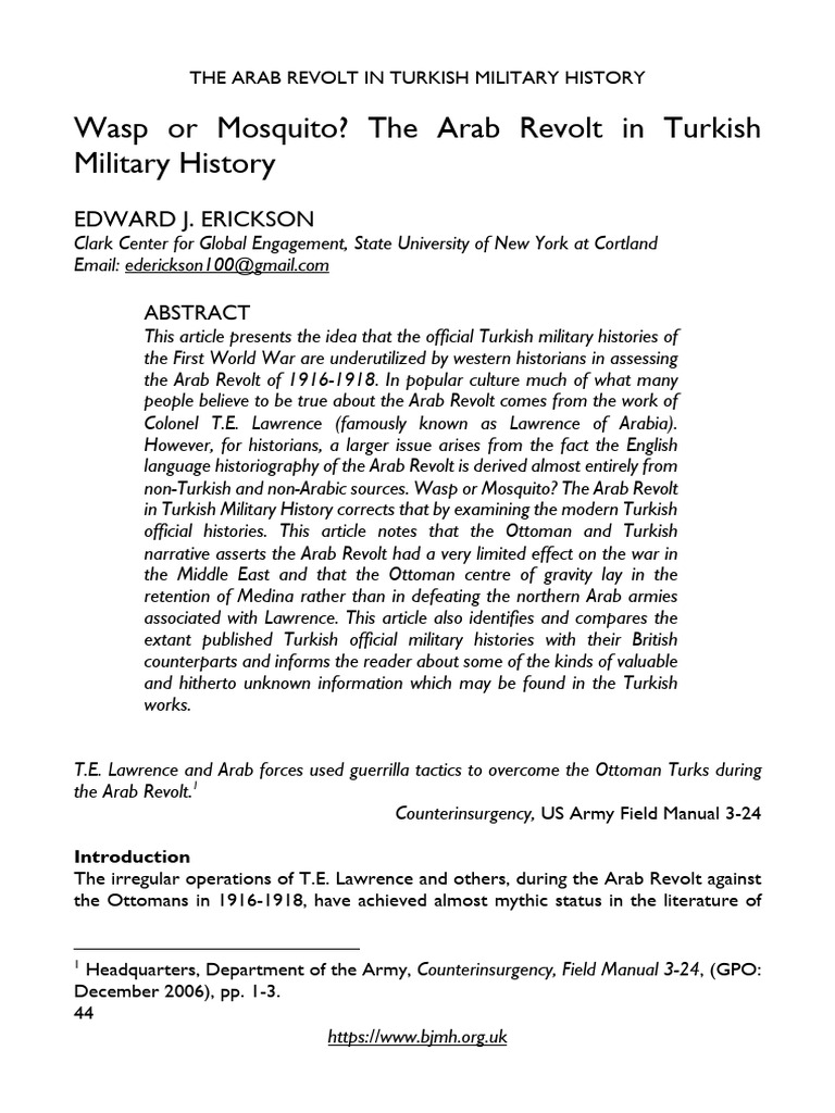 Wasp or Mosquito The Arab Revolt in Turkish Military History | PDF ...