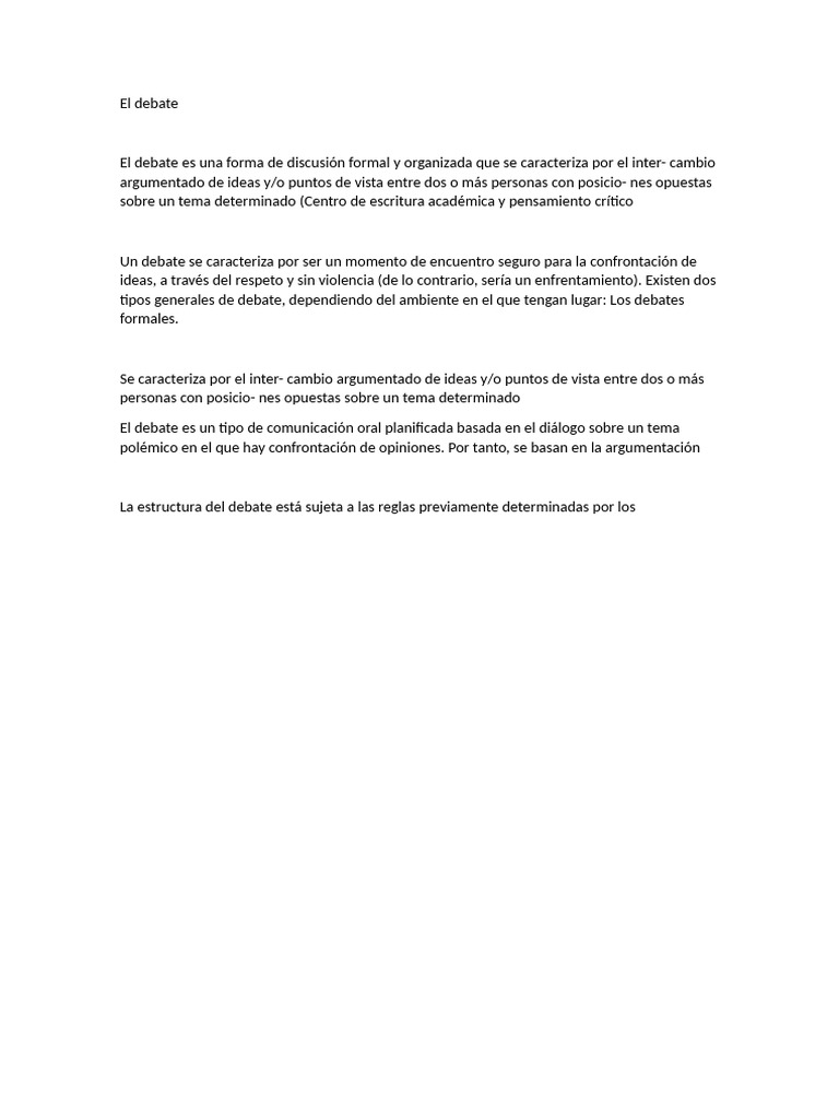 Tipos y Estructura del Debate Formal | PDF