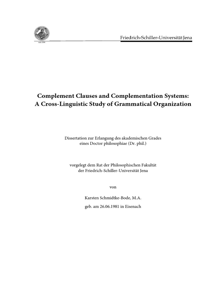 Schmidtke-Bode_Complement clauses and complementation systems | PDF | Clause | Syntax