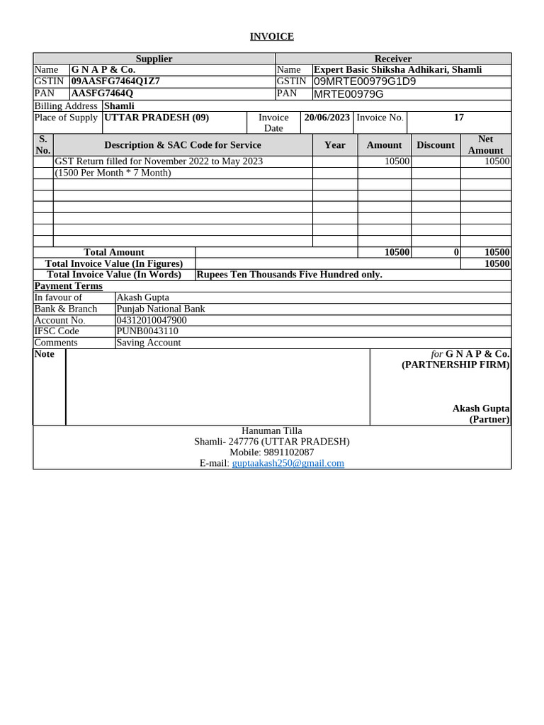 Invoice - Gnap - GST 6 | PDF