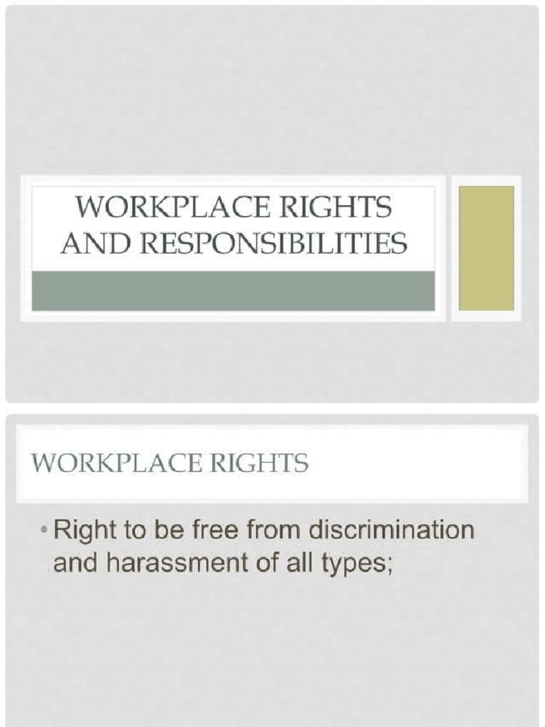 Workplace Rights and Responsibilities | PDF