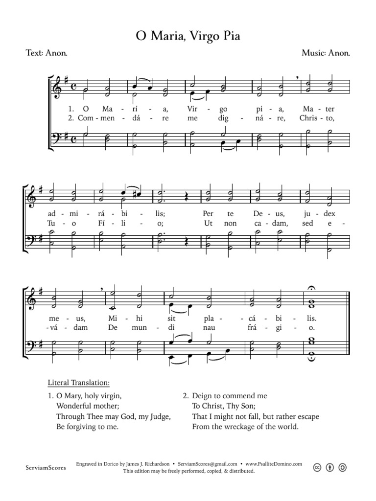 O Maria, Virgo Pia: Text: Anon. Music: Anon | PDF