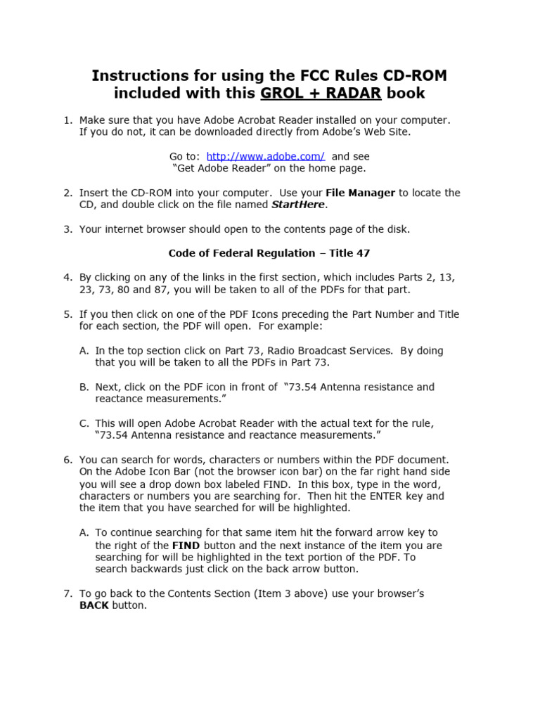 GROL + RADAR Instructions For CD | PDF